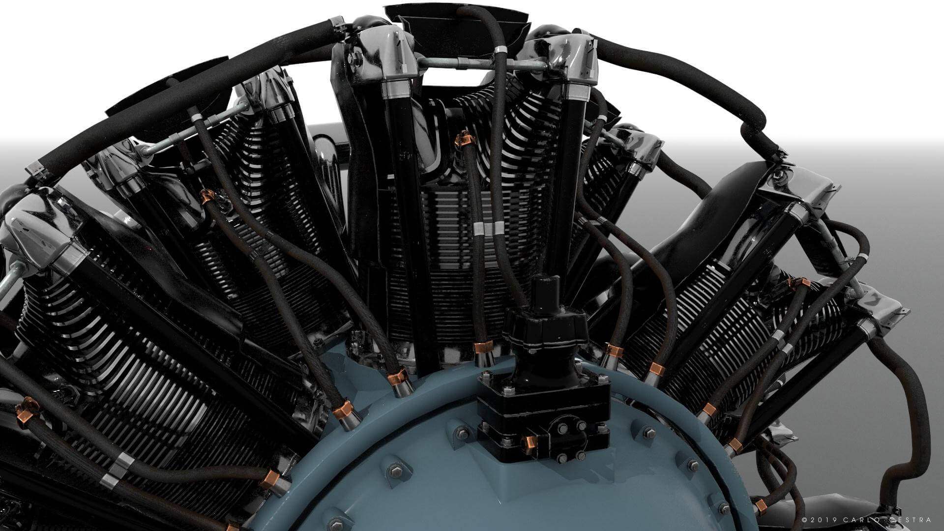 R-1830 Twin Wasp Aircraft Engine 3D Model by Carlo Cestra