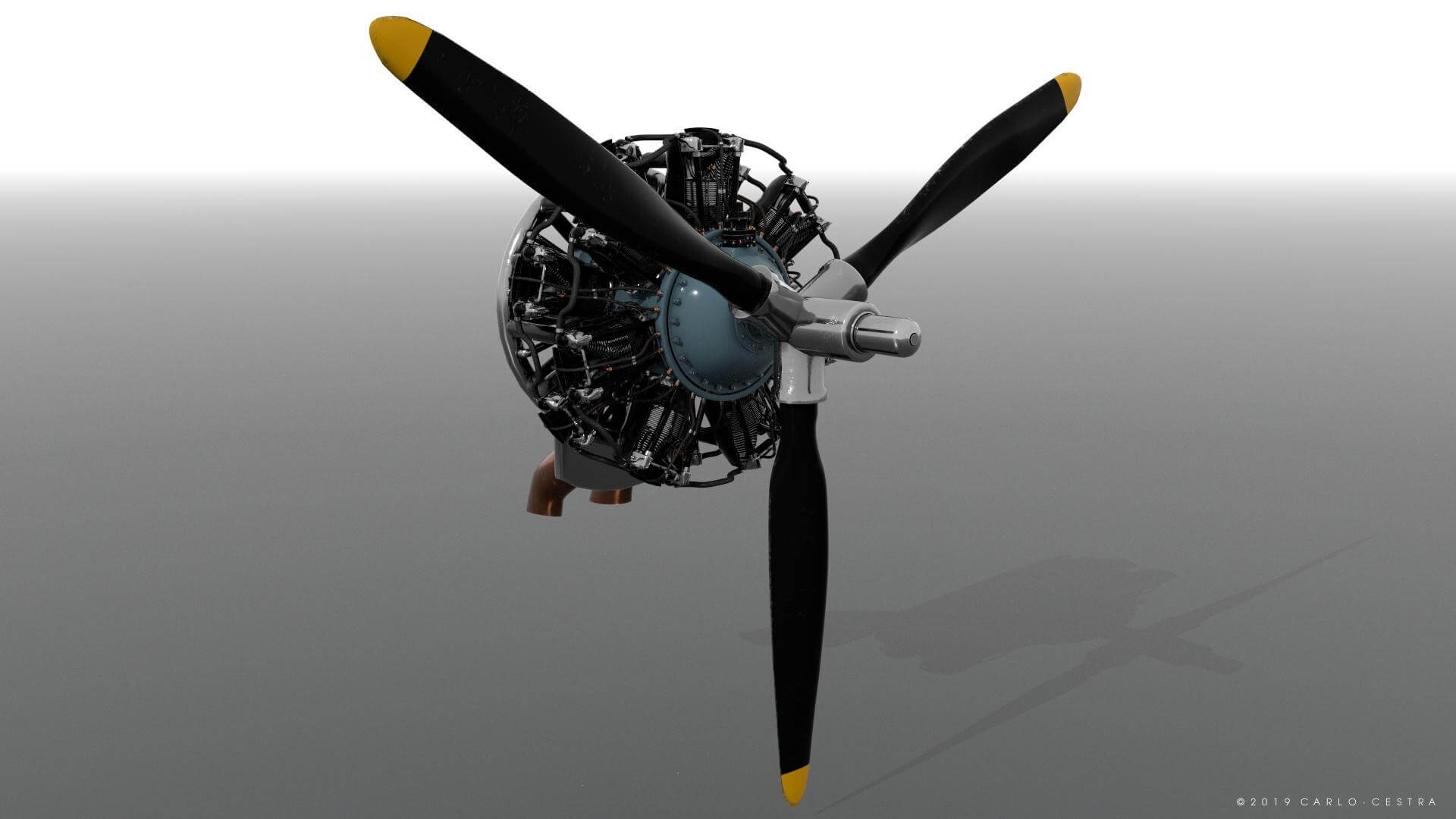 R-1830 Twin Wasp Aircraft Engine 3D Model by Carlo Cestra