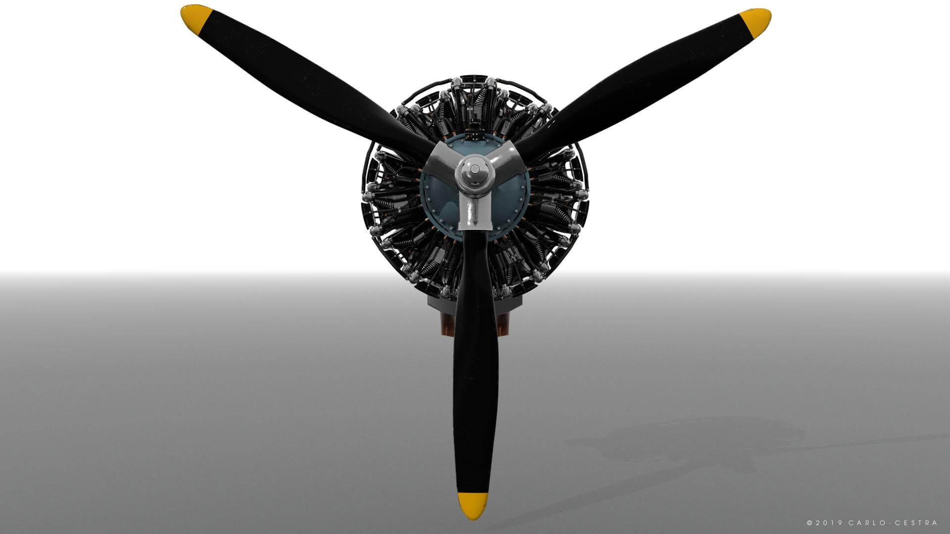 R-1830 Twin Wasp Aircraft Engine 3D Model by Carlo Cestra