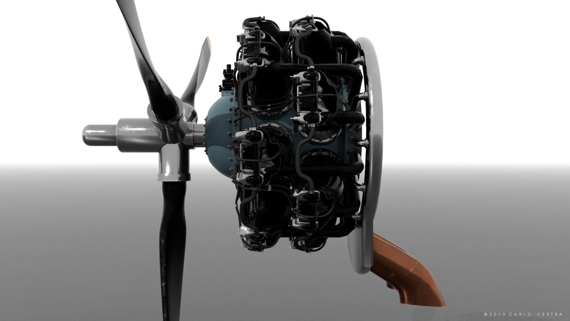 R-1830 Twin Wasp Aircraft Engine 3D Model by Carlo Cestra