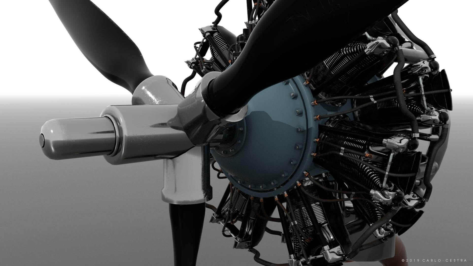 R-1830 Twin Wasp Aircraft Engine 3D Model by Carlo Cestra