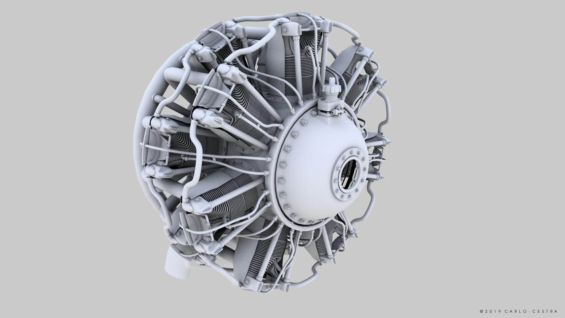 R-1830 Twin Wasp Aircraft Engine 3D Model by Carlo Cestra