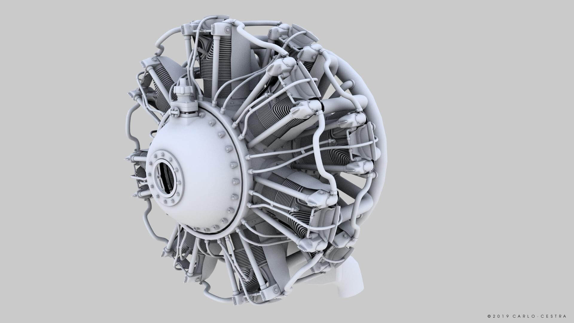 R-1830 Twin Wasp Aircraft Engine 3D Model by Carlo Cestra