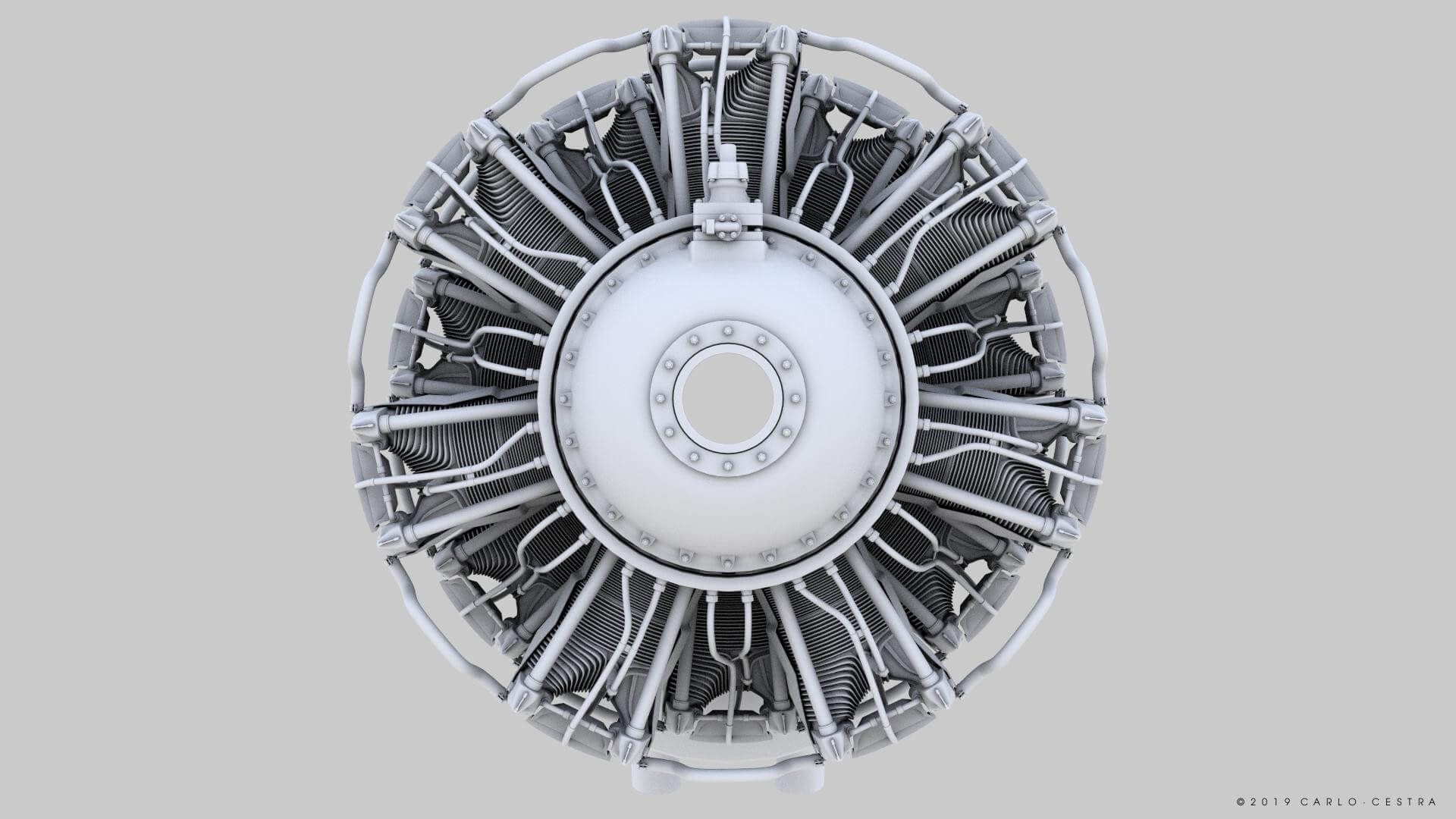 R-1830 Twin Wasp Aircraft Engine 3D Model by Carlo Cestra