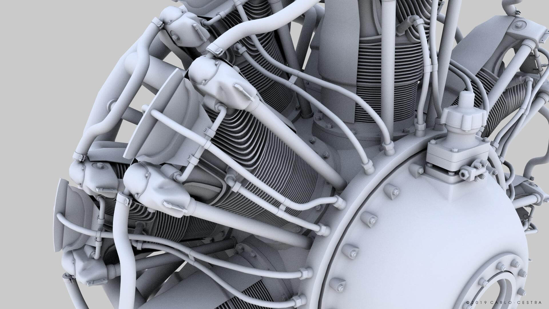 R-1830 Twin Wasp Aircraft Engine 3D Model by Carlo Cestra