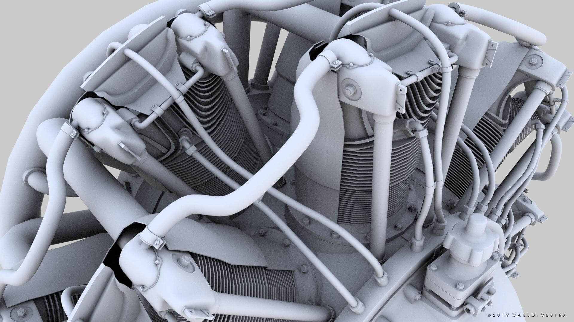 R-1830 Twin Wasp Aircraft Engine 3D Model by Carlo Cestra