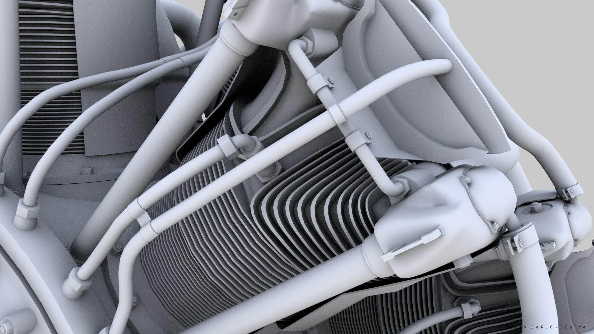 R-1830 Twin Wasp Aircraft Engine 3D Model by Carlo Cestra