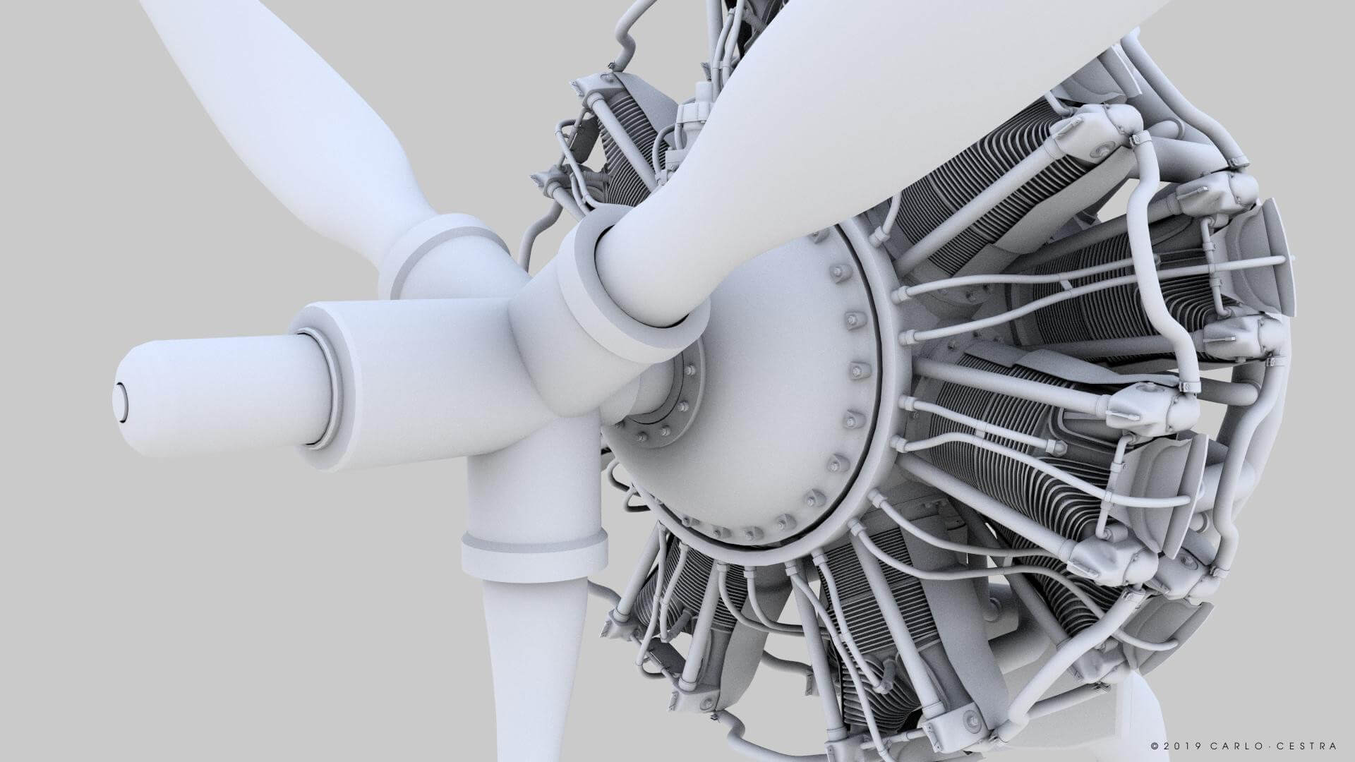 R-1830 Twin Wasp Aircraft Engine 3D Model by Carlo Cestra