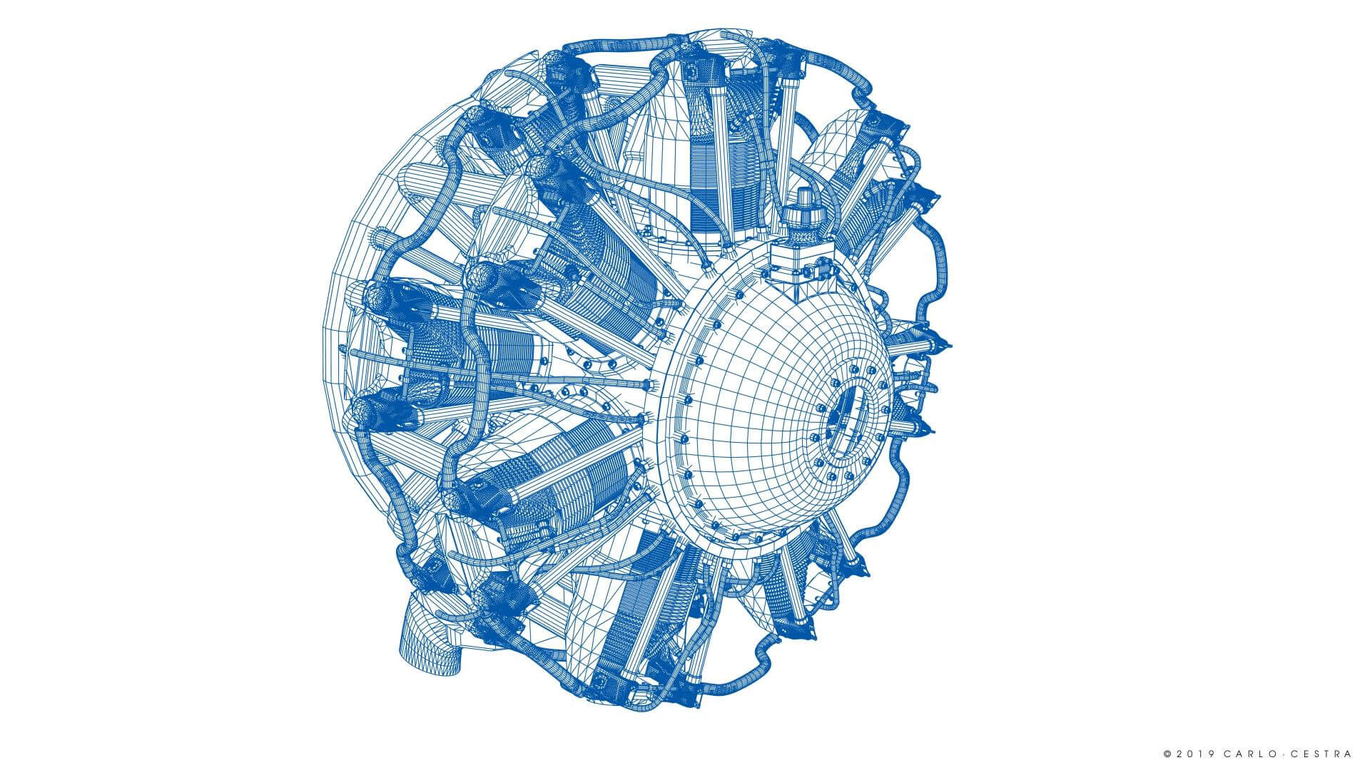 R-1830 Twin Wasp Aircraft Engine 3D Model by Carlo Cestra