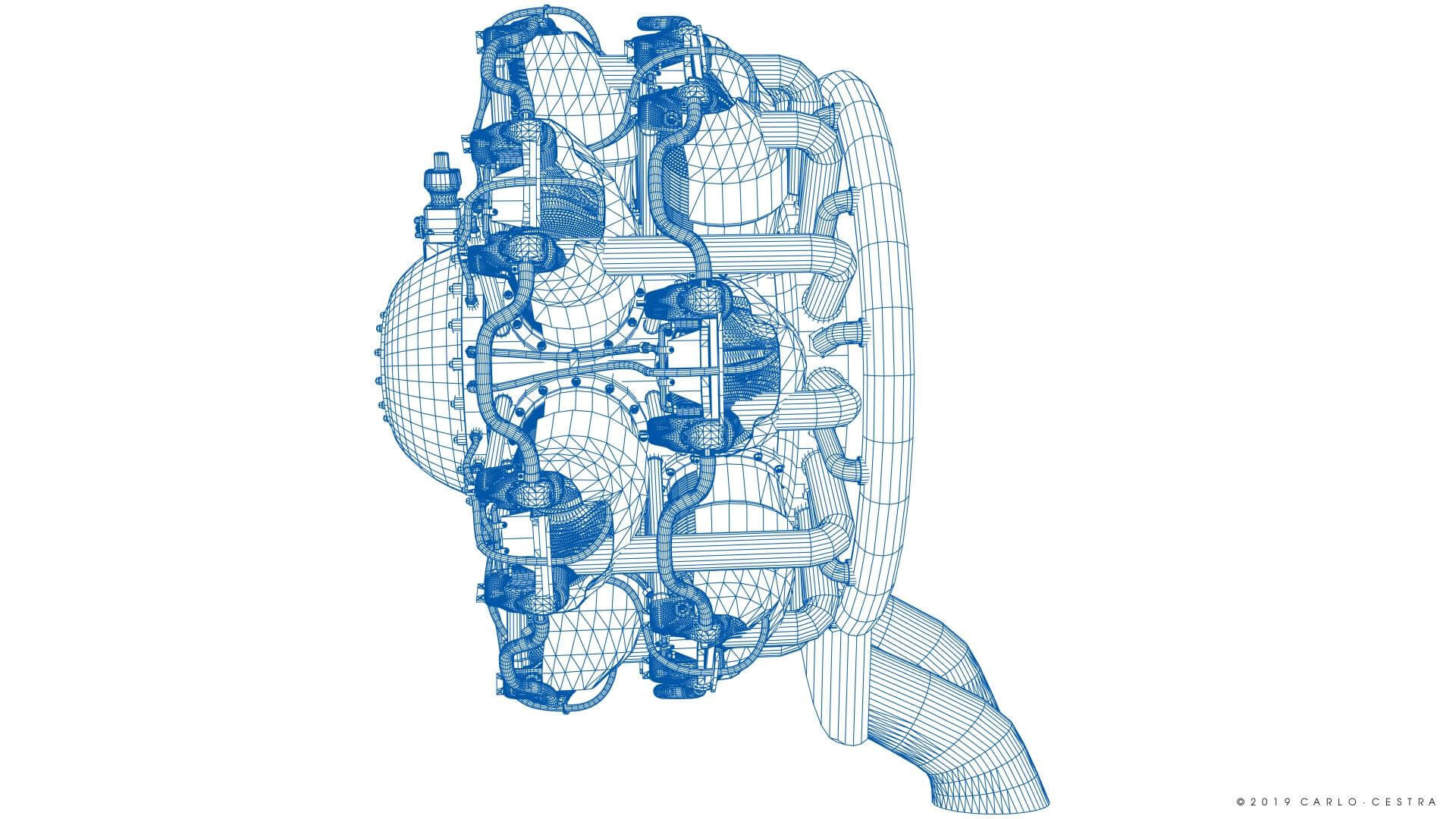 R-1830 Twin Wasp Aircraft Engine 3D Model by Carlo Cestra