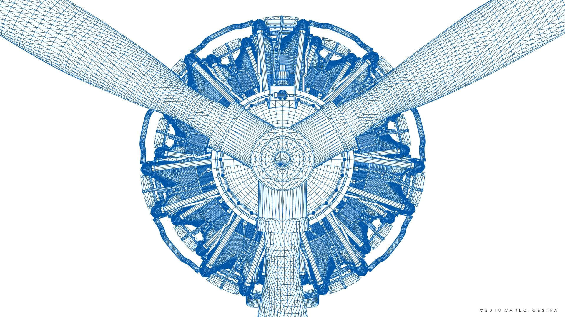 R-1830 Twin Wasp Aircraft Engine 3D Model by Carlo Cestra