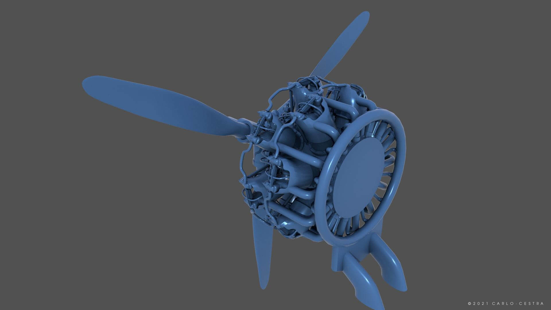 Radial Engine PW R1830 1/6 scale - 3D Model by Carlo Cestra