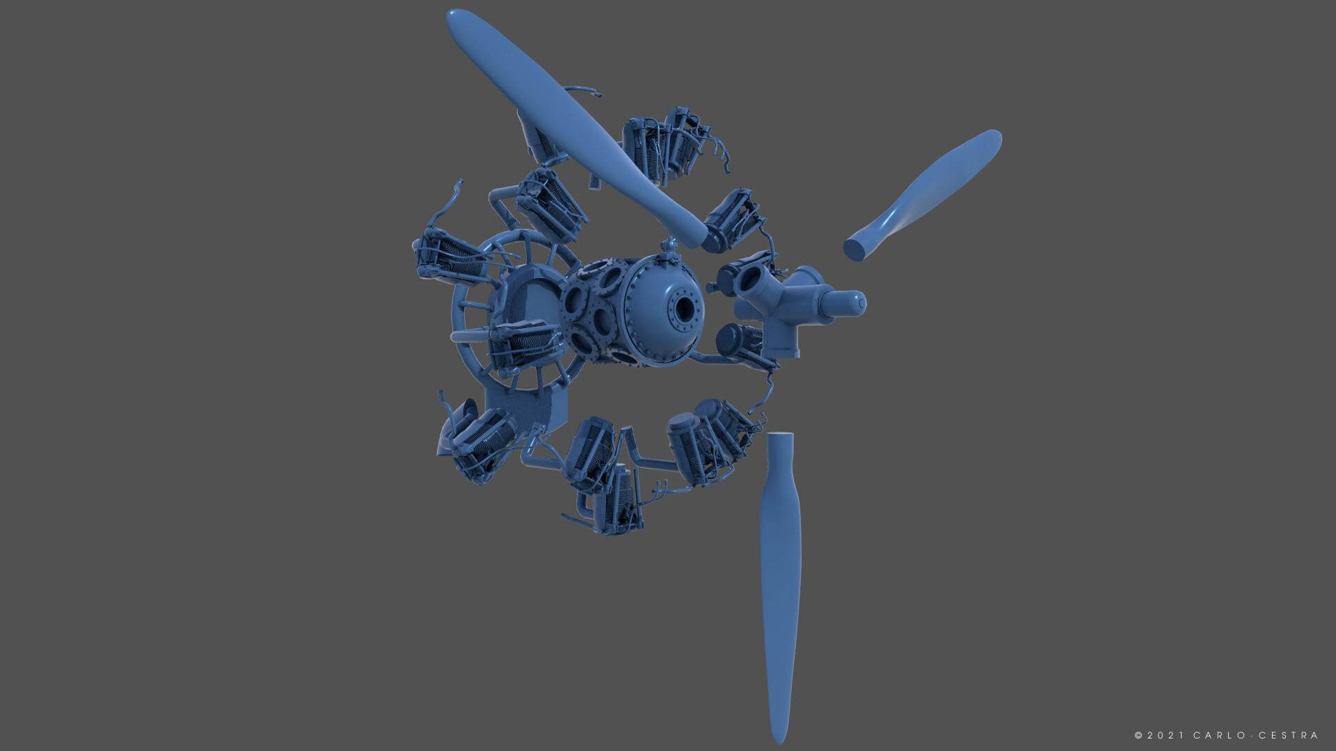 Radial Engine PW R1830 1/6 scale - 3D Model by Carlo Cestra