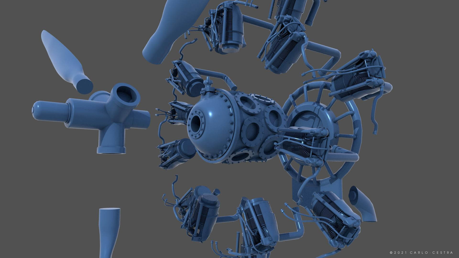 Radial Engine PW R1830 1/6 scale - 3D Model by Carlo Cestra