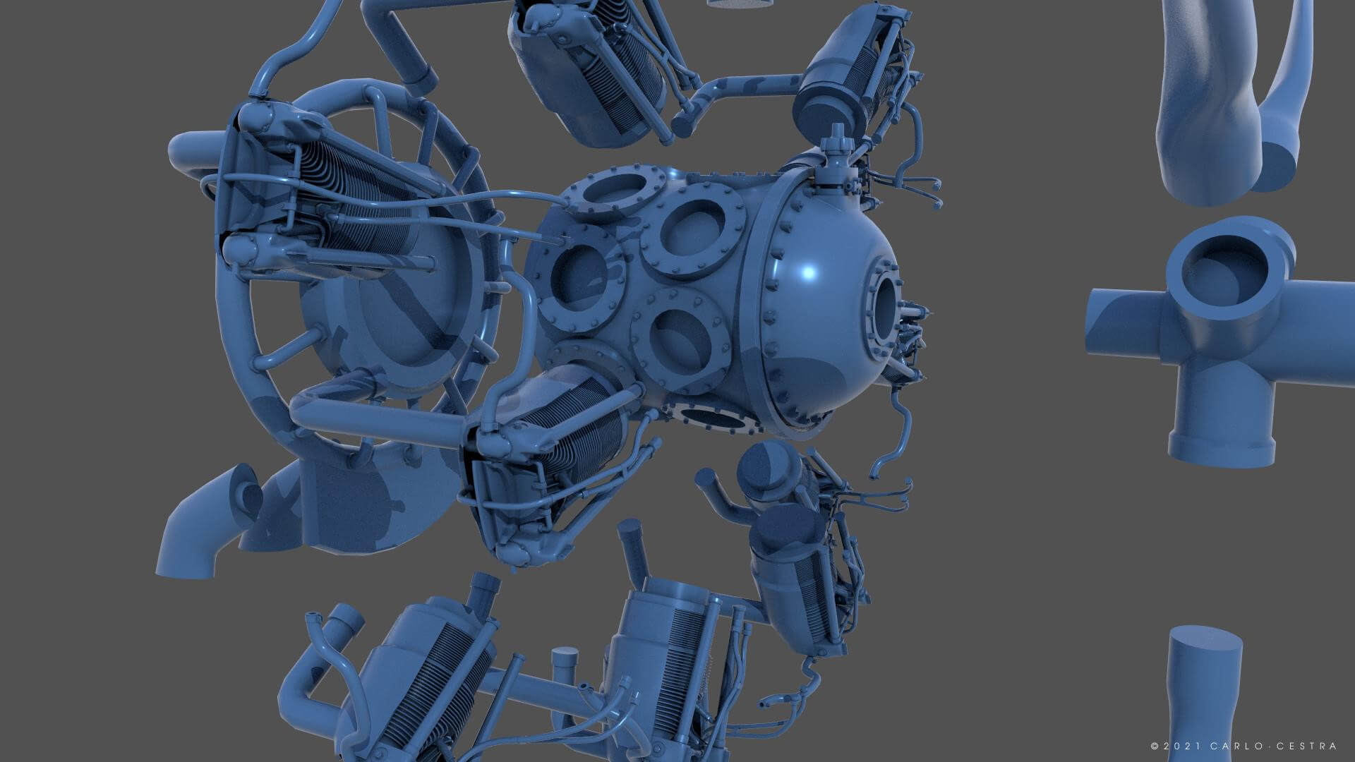 Radial Engine PW R1830 1/6 scale - 3D Model by Carlo Cestra