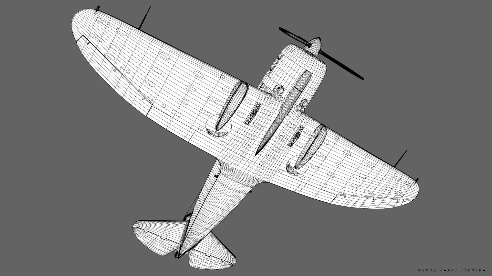 RE2000 Falco I - Catapult Version - Rigged 3D Model by Carlo Cestra