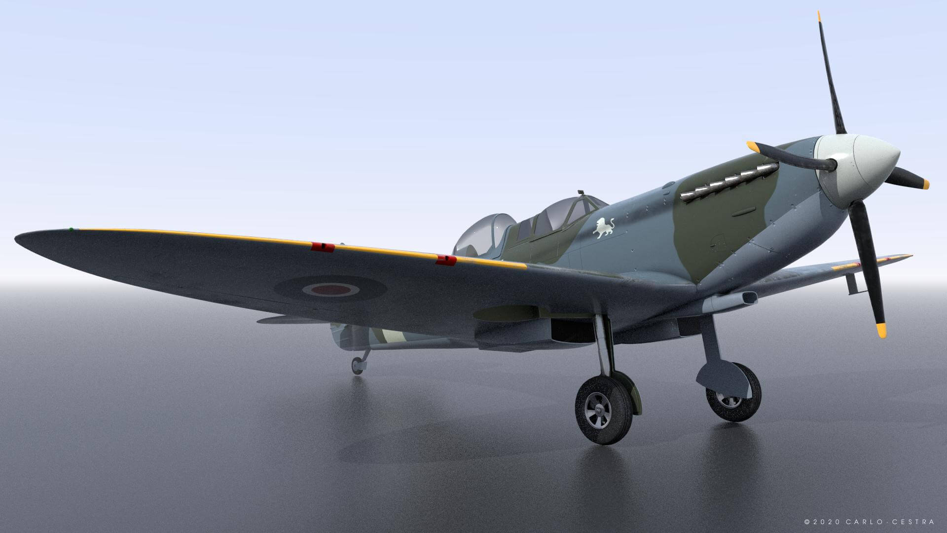 Supermarine Spitfire TR Mk9 - Rigged 3D Model by Carlo Cestra