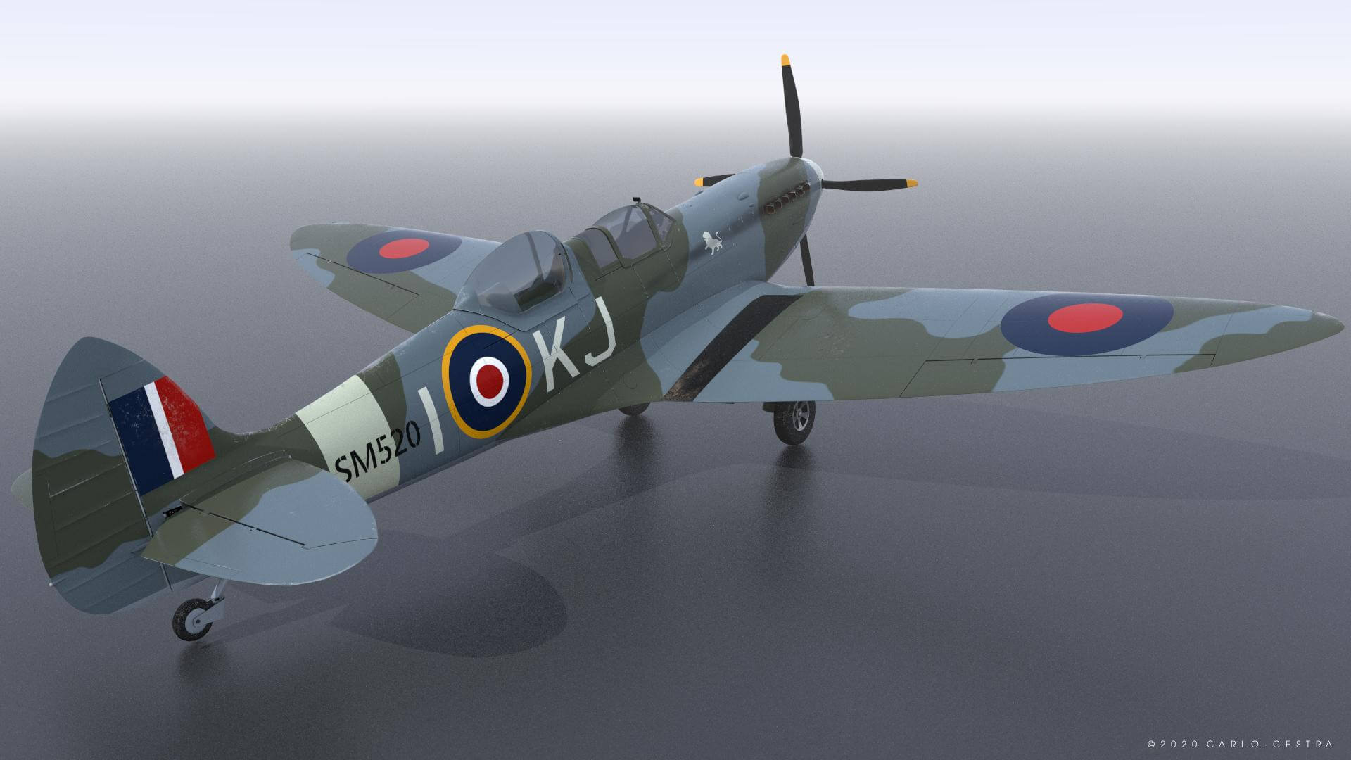 Supermarine Spitfire TR Mk9 - Rigged 3D Model by Carlo Cestra