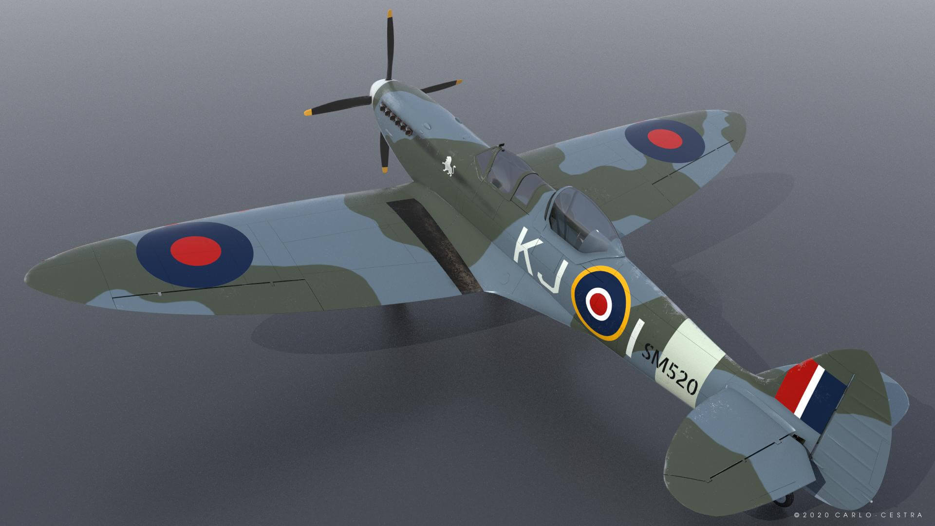 Supermarine Spitfire TR Mk9 - Rigged 3D Model by Carlo Cestra