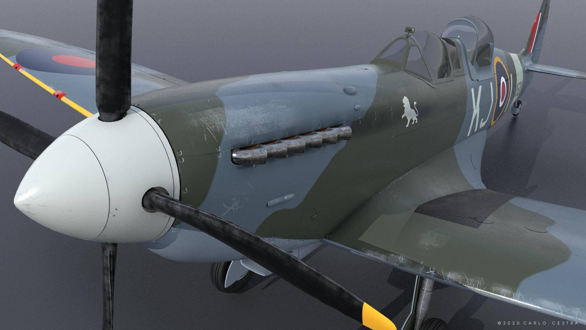 Supermarine Spitfire TR Mk9 - Rigged 3D Model by Carlo Cestra