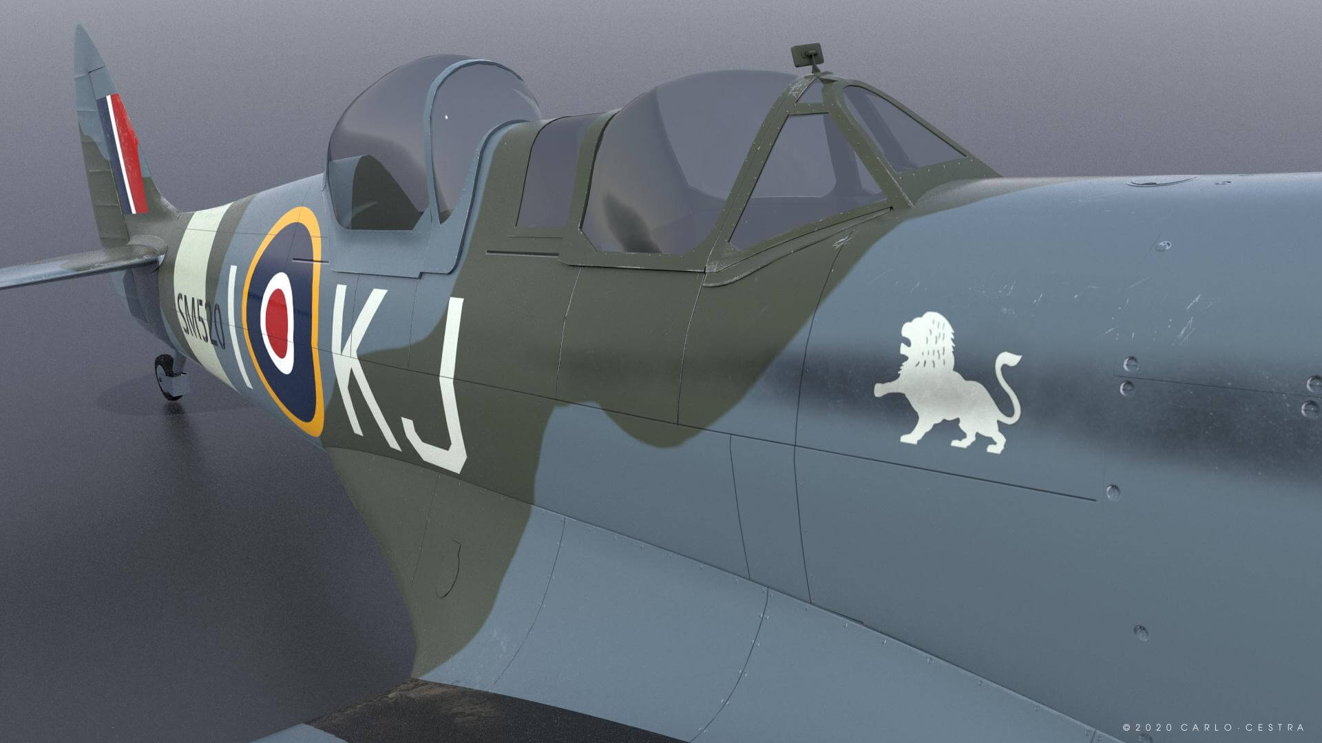 Supermarine Spitfire TR Mk9 - Rigged 3D Model by Carlo Cestra