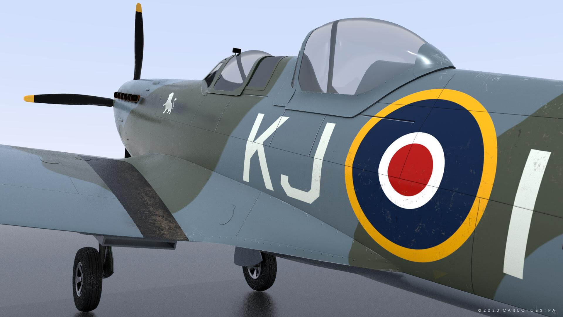 Supermarine Spitfire TR Mk9 - Rigged 3D Model by Carlo Cestra