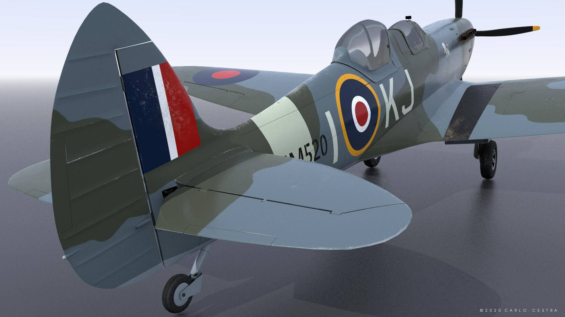Supermarine Spitfire TR Mk9 - Rigged 3D Model by Carlo Cestra