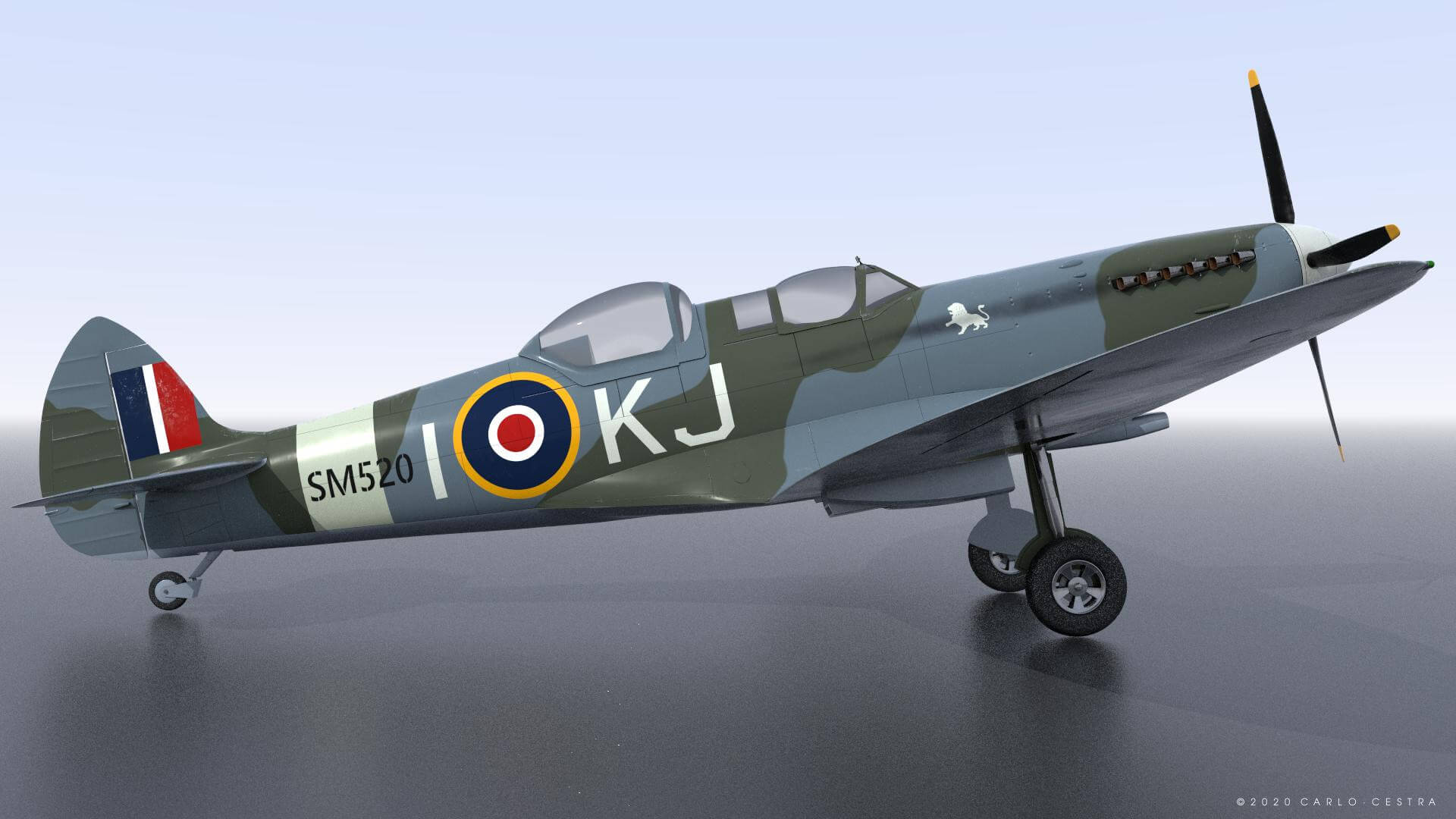 Supermarine Spitfire TR Mk9 - Rigged 3D Model by Carlo Cestra