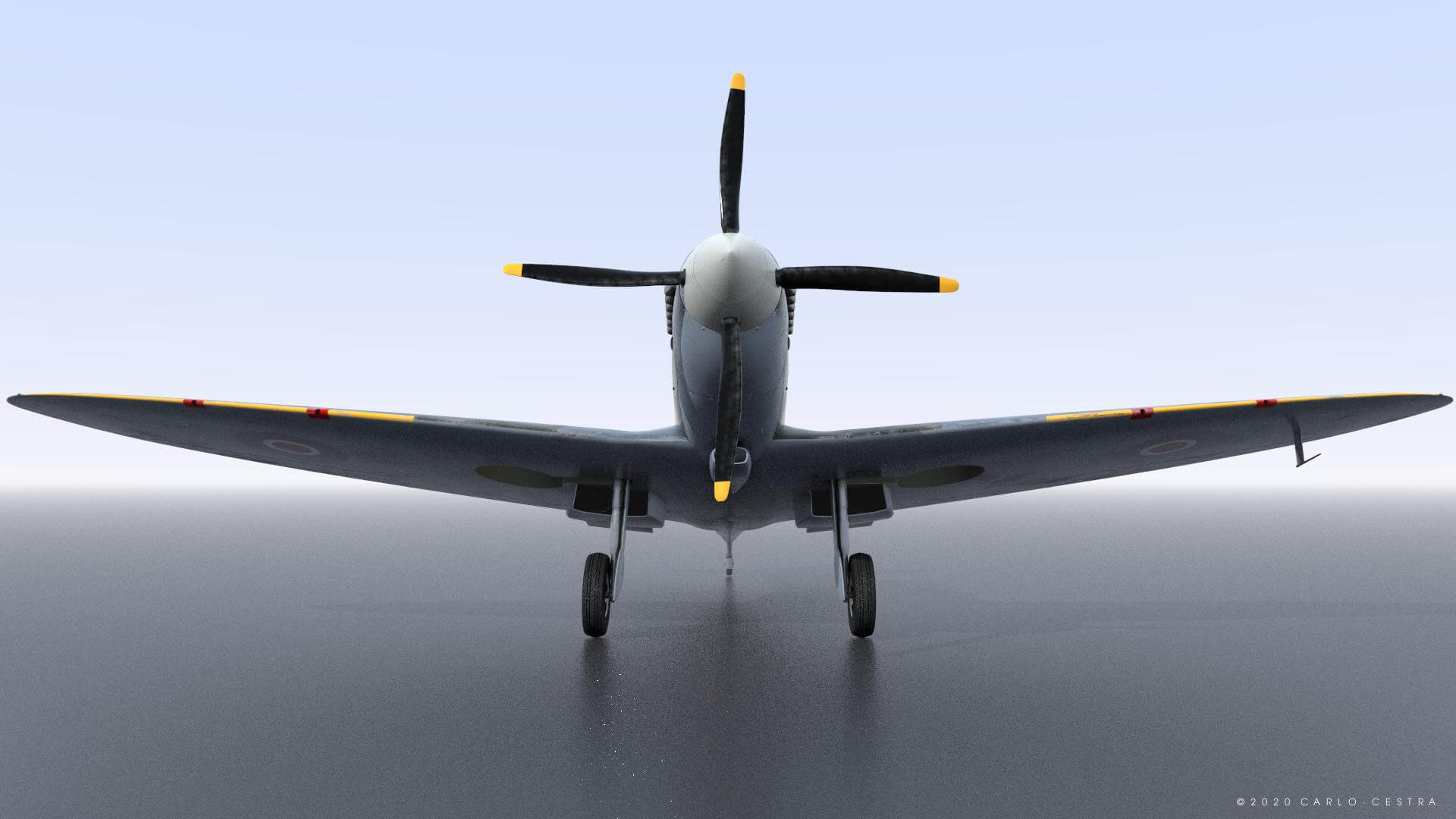 Supermarine Spitfire TR Mk9 - Rigged 3D Model by Carlo Cestra