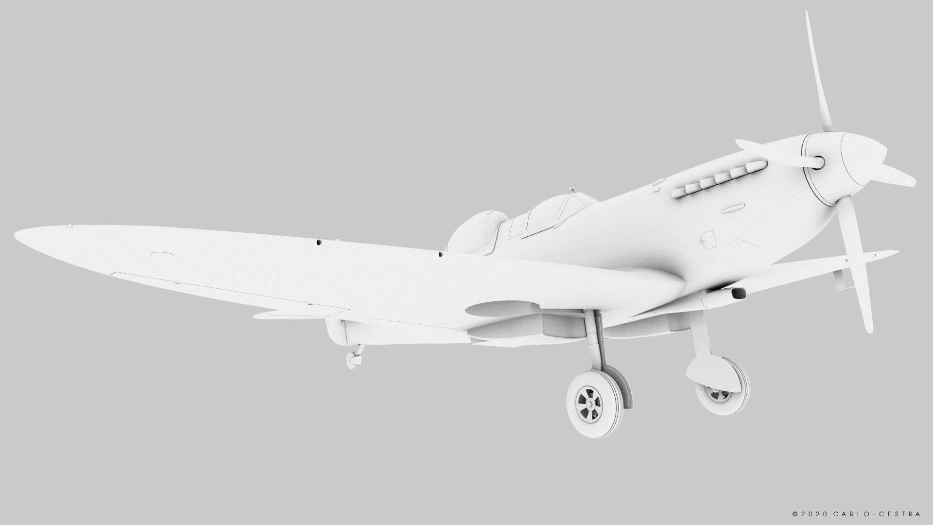 Supermarine Spitfire TR Mk9 - Rigged 3D Model by Carlo Cestra