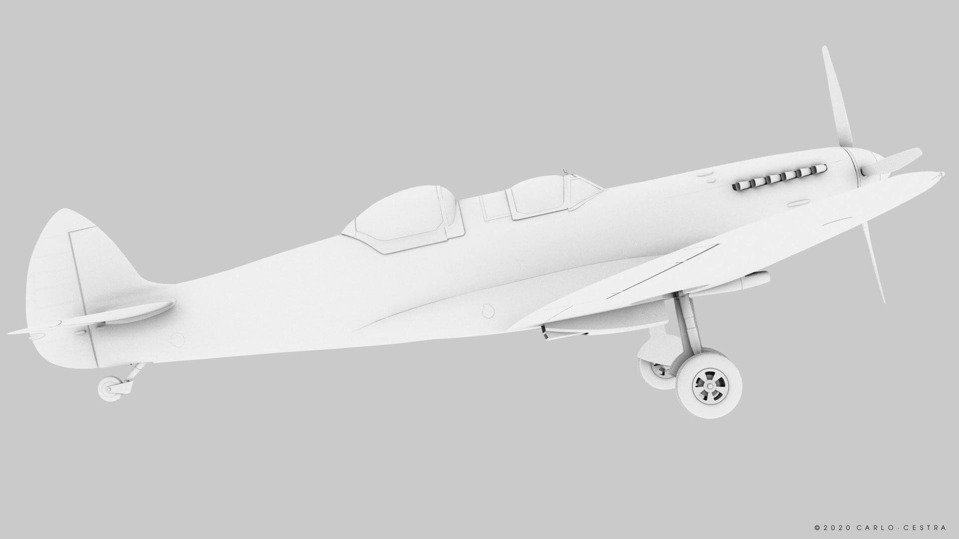 Supermarine Spitfire TR Mk9 - Rigged 3D Model by Carlo Cestra