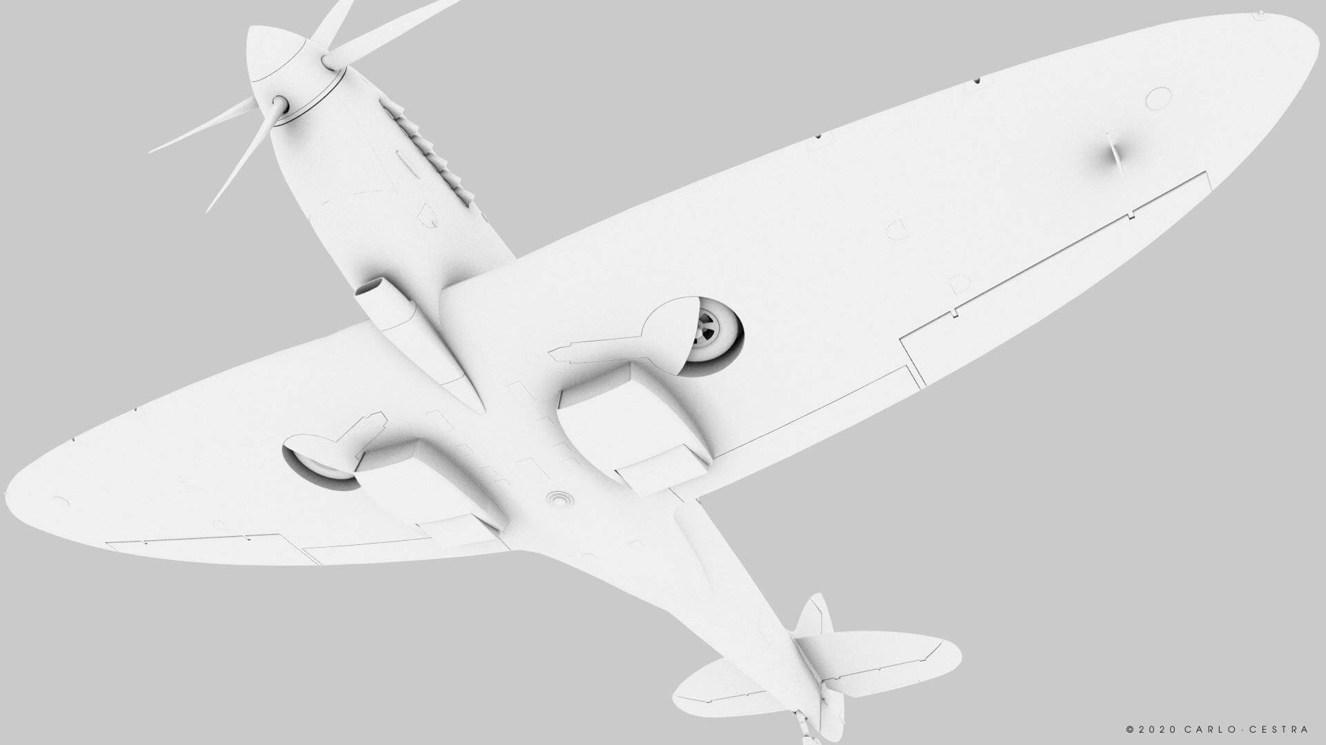 Supermarine Spitfire TR Mk9 - Rigged 3D Model by Carlo Cestra