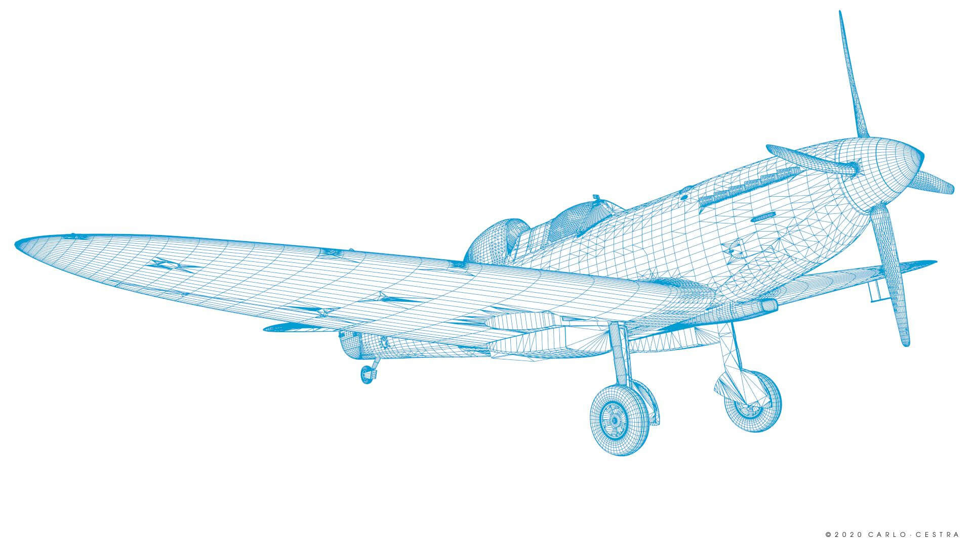 Supermarine Spitfire TR Mk9 - Rigged 3D Model by Carlo Cestra