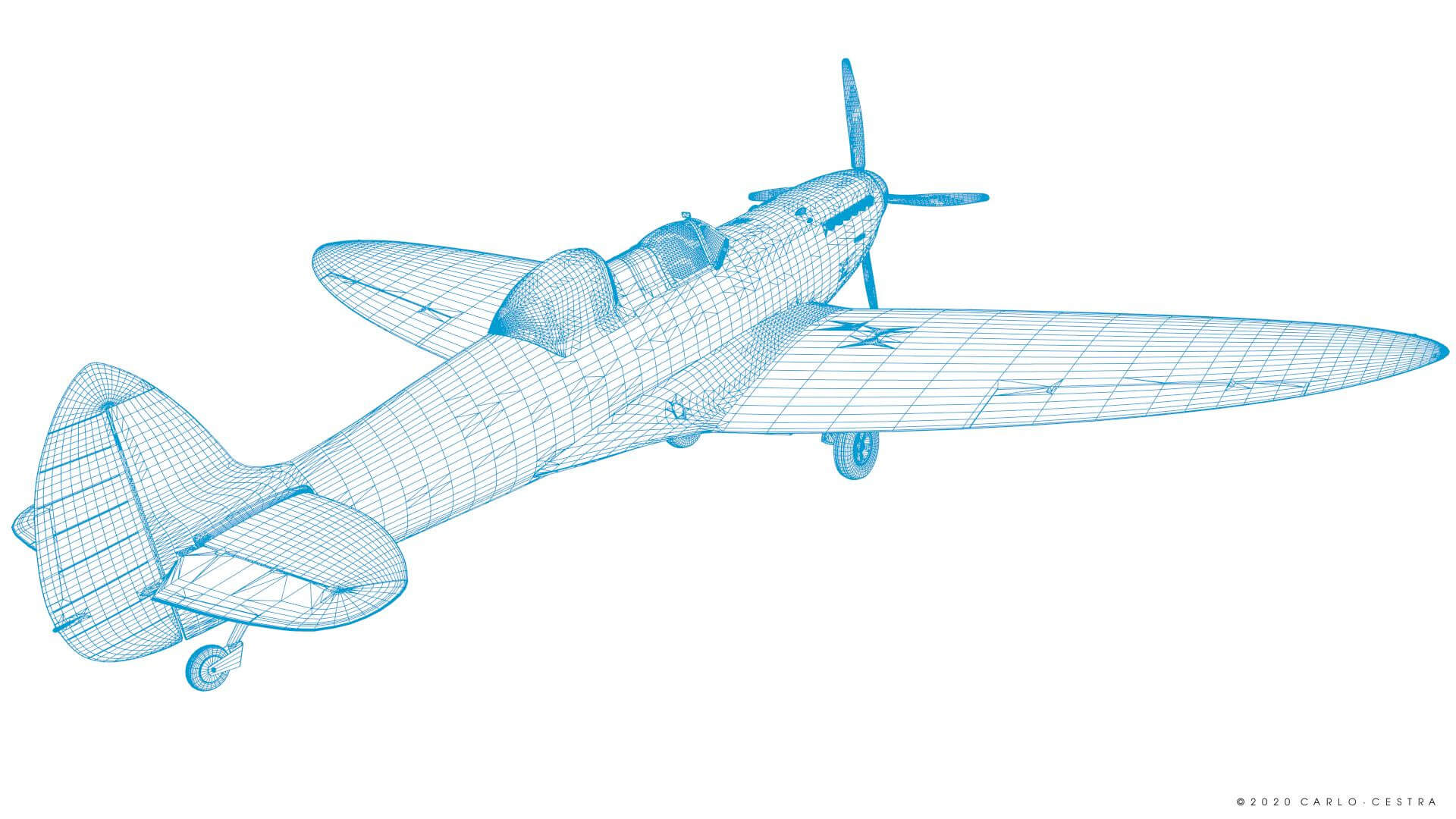 Supermarine Spitfire TR Mk9 - Rigged 3D Model by Carlo Cestra