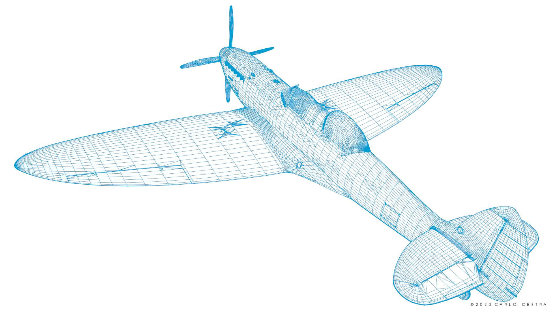 Supermarine Spitfire TR Mk9 - Rigged 3D Model by Carlo Cestra