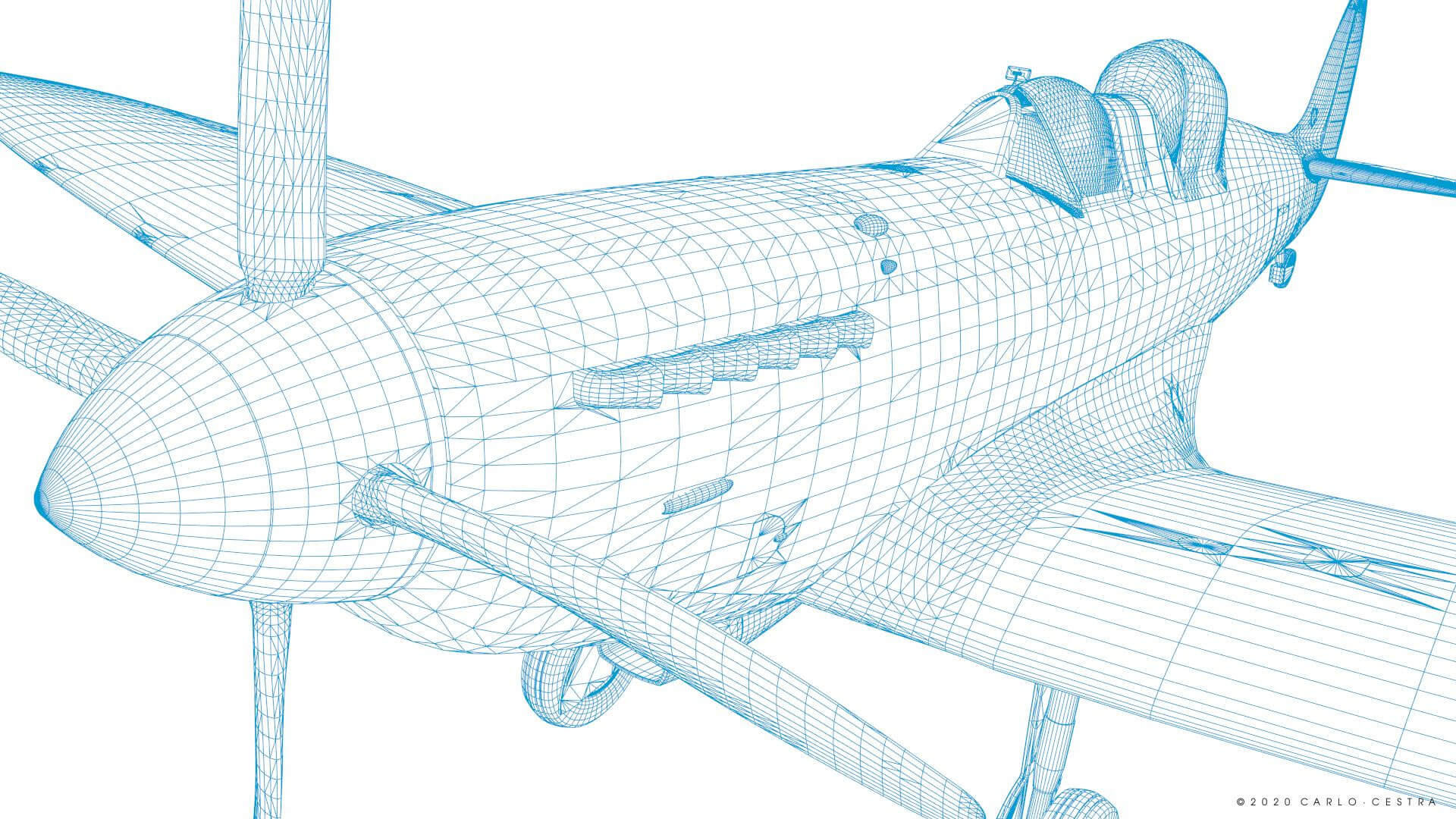 Supermarine Spitfire TR Mk9 - Rigged 3D Model by Carlo Cestra