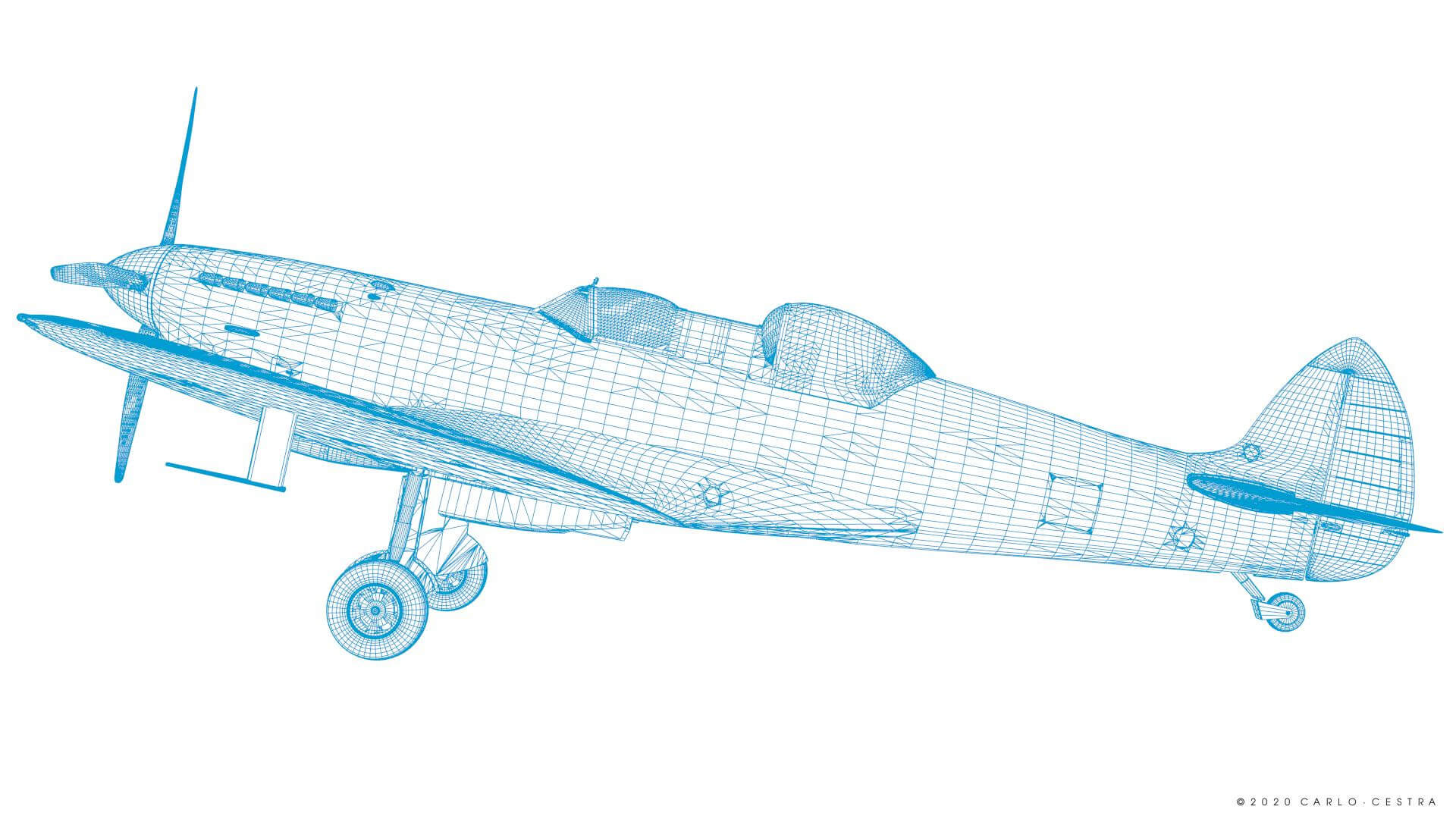 Supermarine Spitfire TR Mk9 - Rigged 3D Model by Carlo Cestra