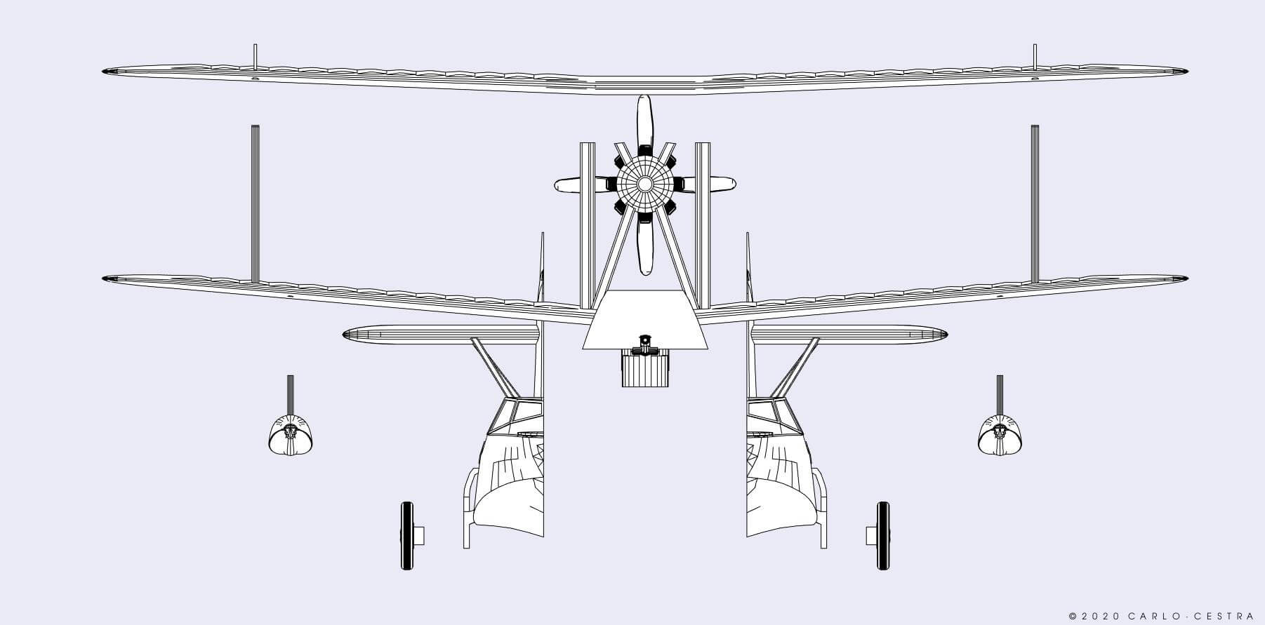 Supermarine Walrus British WW2 Amphibious Biplane Blueprint