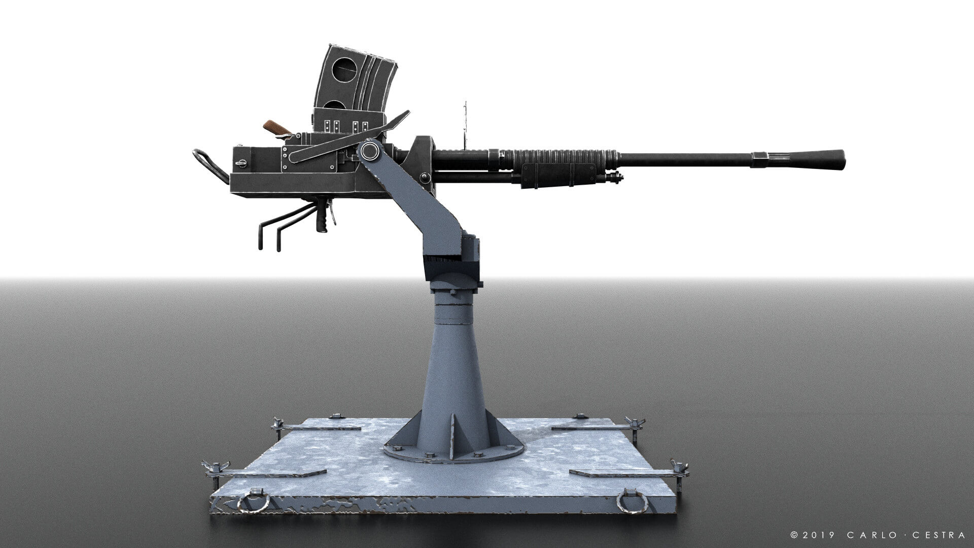 Type 96 - 25mm AT-AA Japanese Single Gun 3D Model by Carlo Cestra