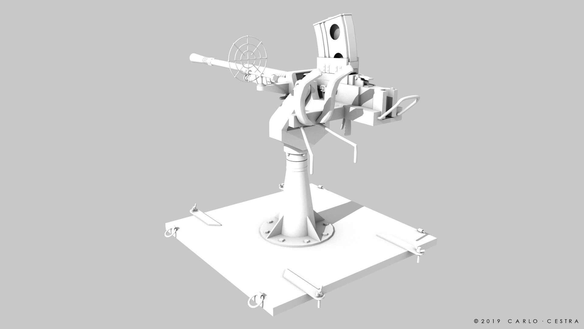 Type 96 - 25mm AT-AA Japanese Single Gun 3D Model by Carlo Cestra