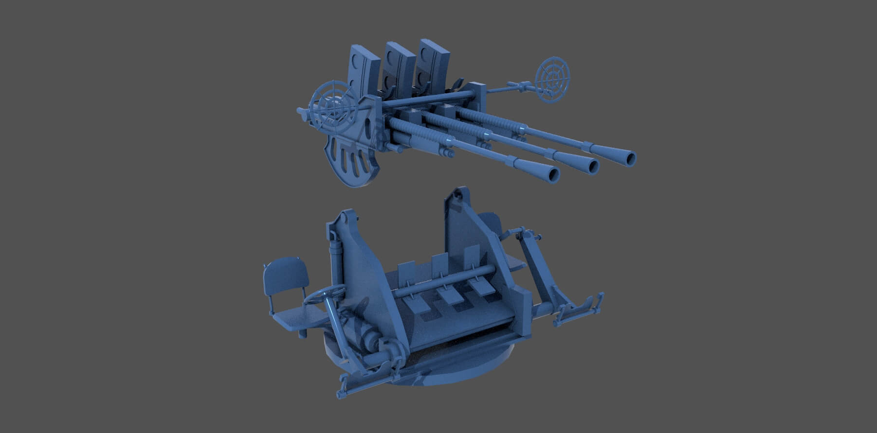 Type 96 25mm Triple Mount Gun 1/100 Scale - 3D Model by Carlo Cestra