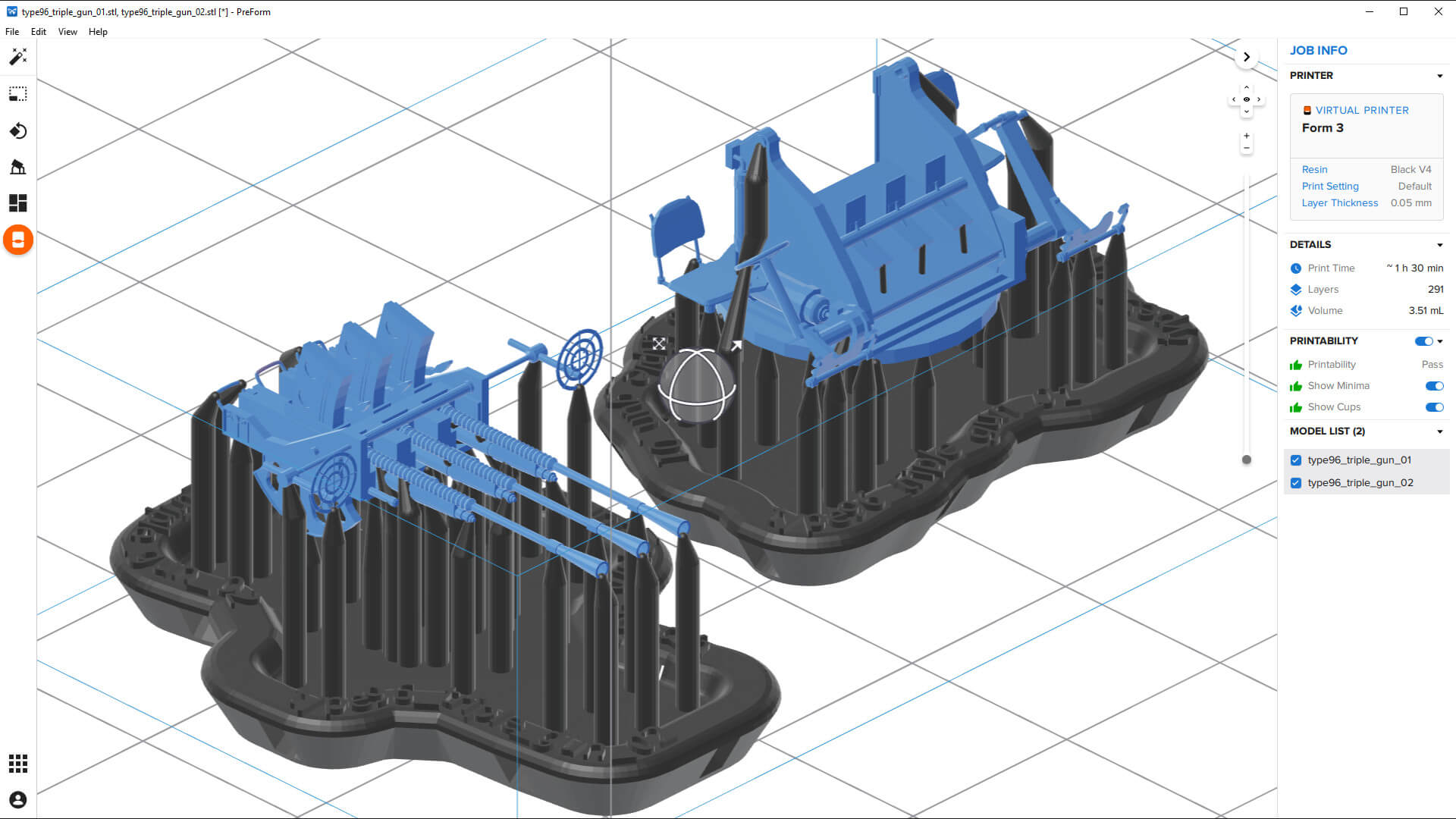 Type 96 25mm Triple Mount Gun 1/100 Scale - 3D Model by Carlo Cestra