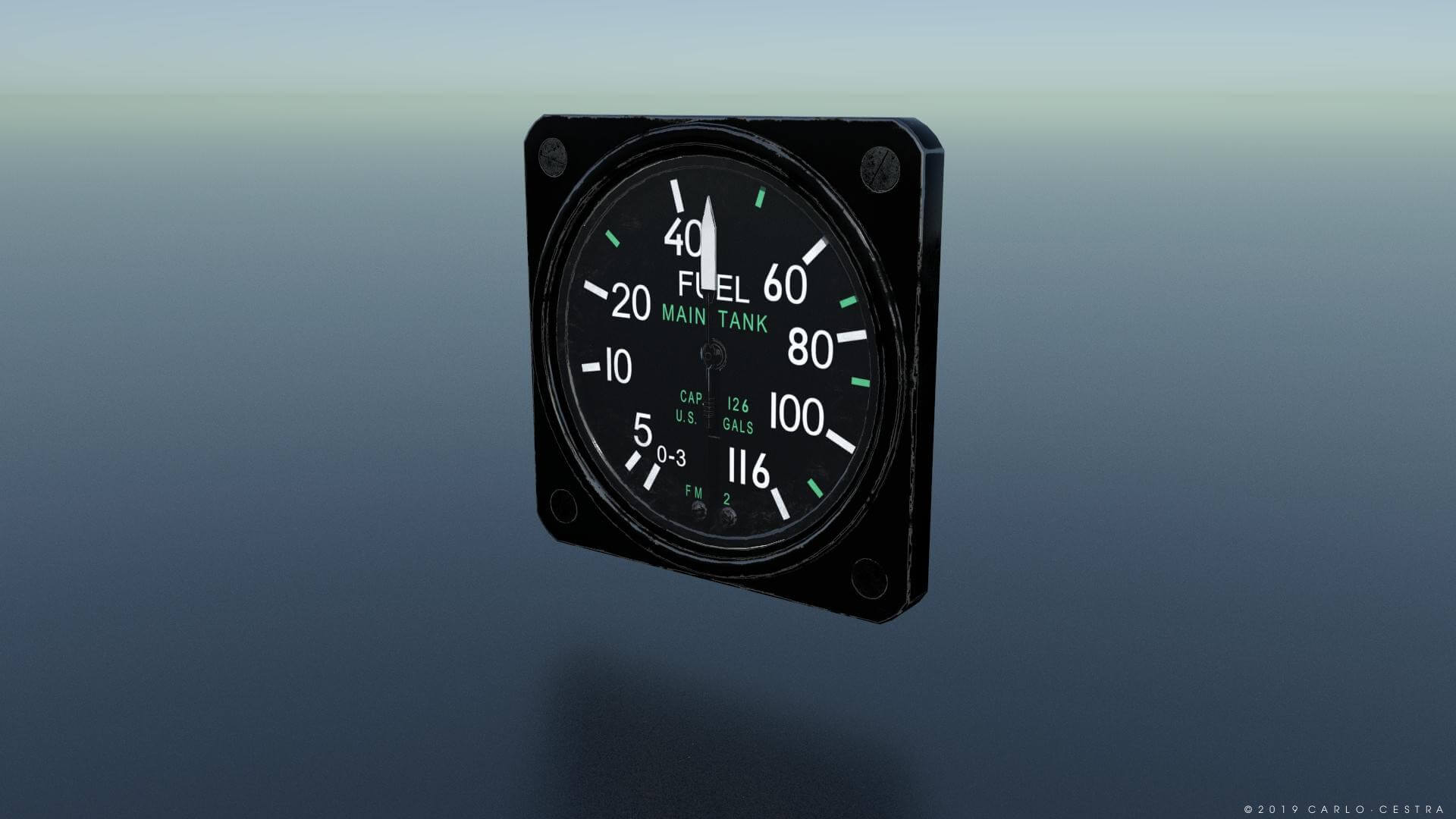 US Fuel Quantity Gauge - 3D Model by Carlo Cestra