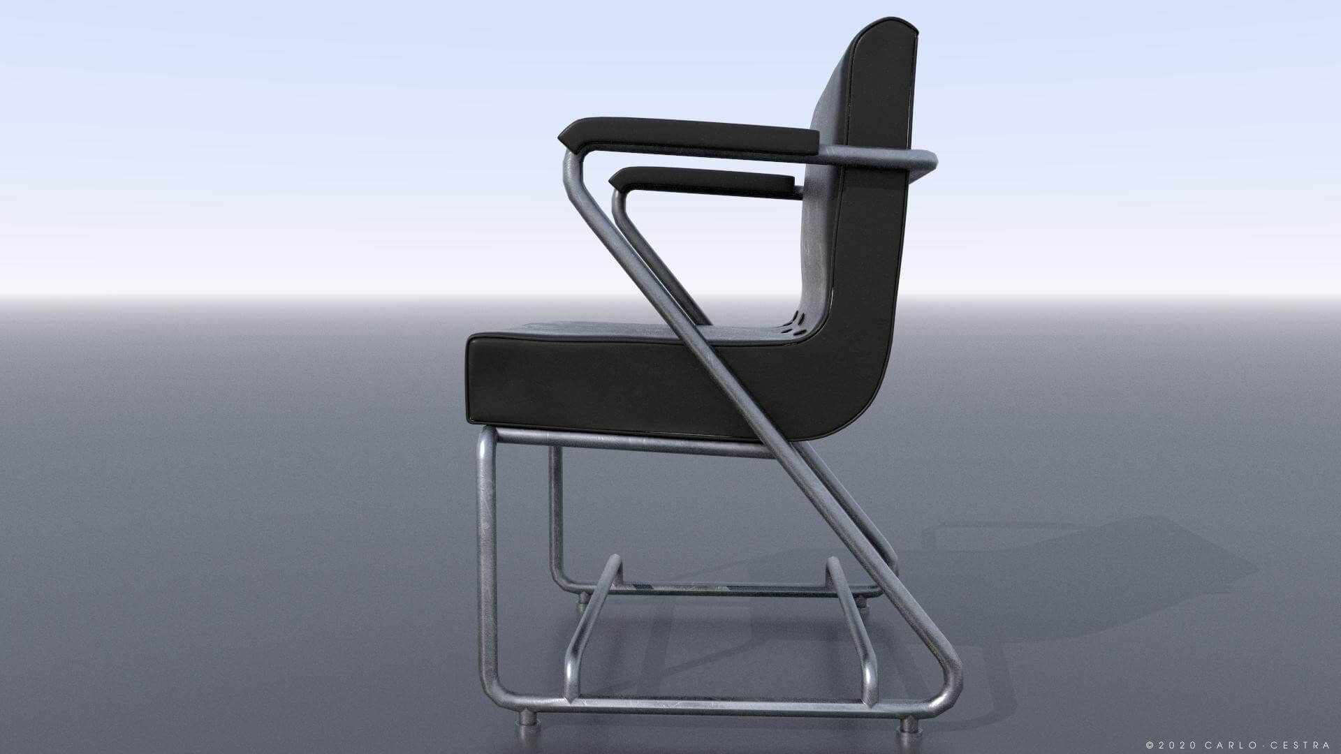 Vintage 40s Leather Chair - 3D Model by Carlo Cestra