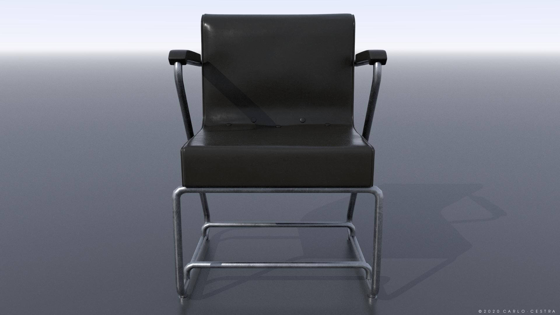 Vintage 40s Leather Chair - 3D Model by Carlo Cestra