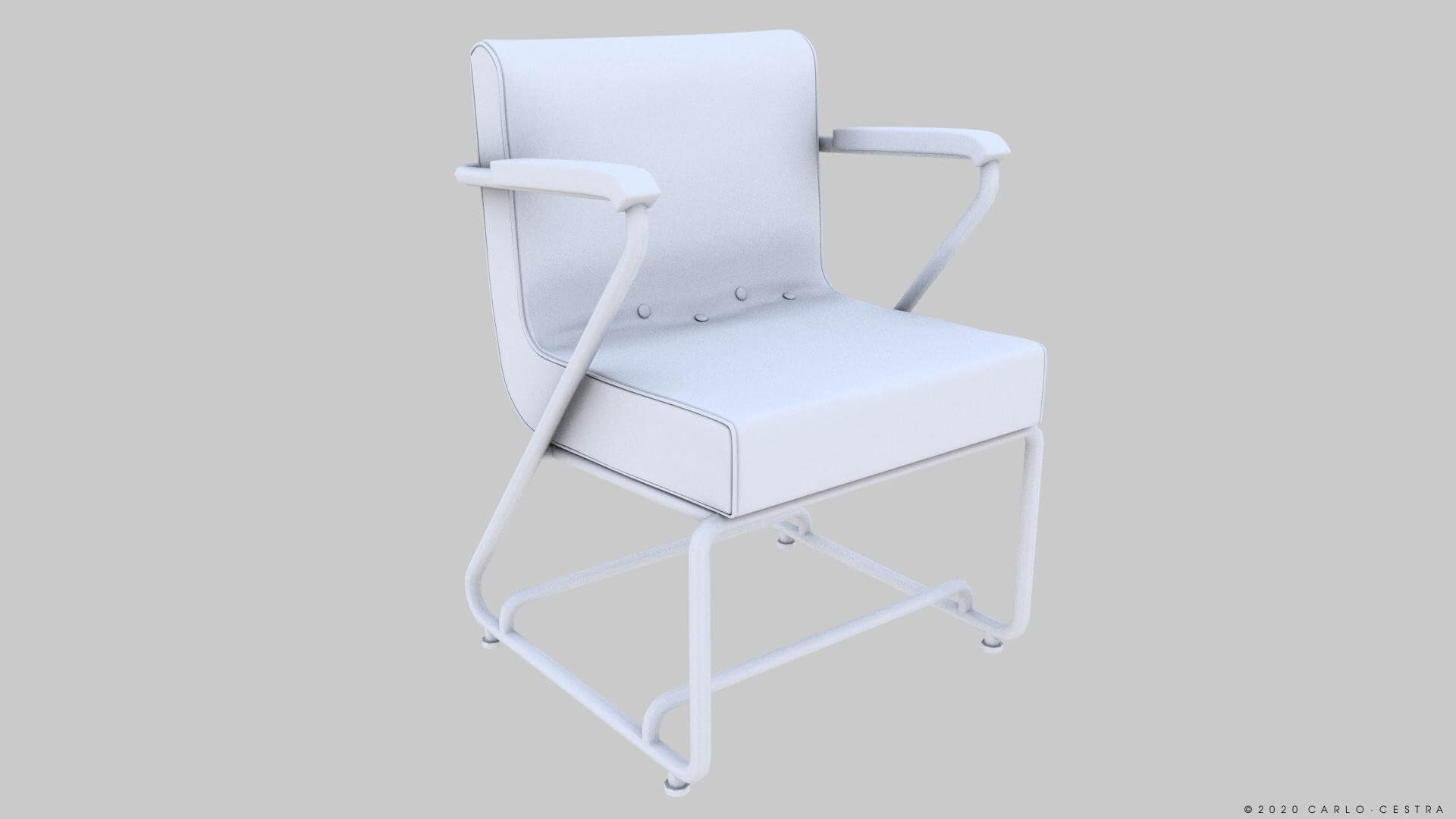 Vintage 40s Leather Chair - 3D Model by Carlo Cestra