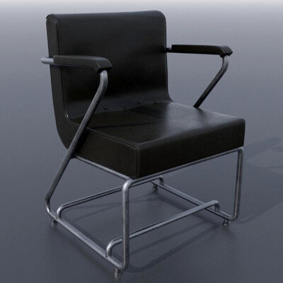 Vintage 40s Leather Chair - 3D Model by Carlo Cestra