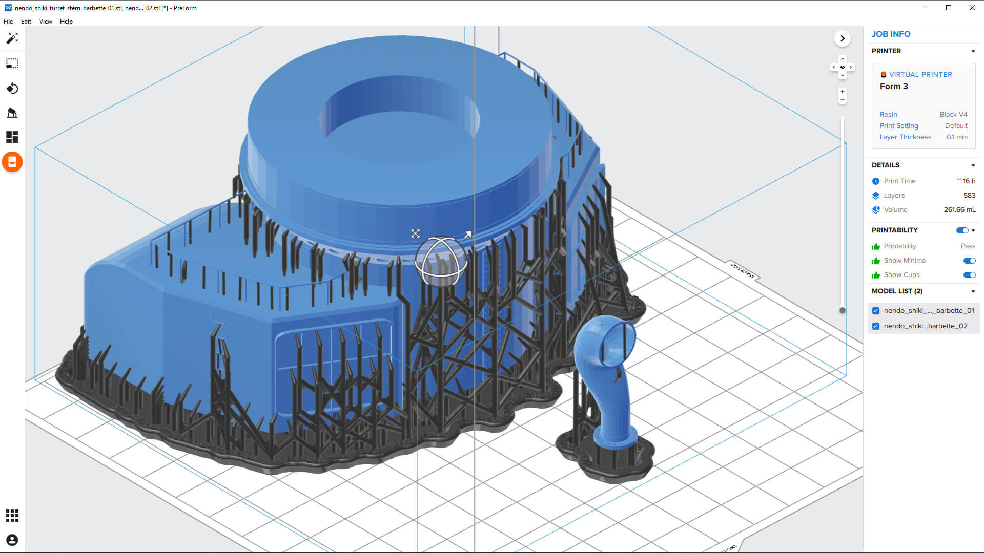 Yamato Nendo Shiki Stern Barbette 1/100 Scale - 3D Model by Carlo Cestra