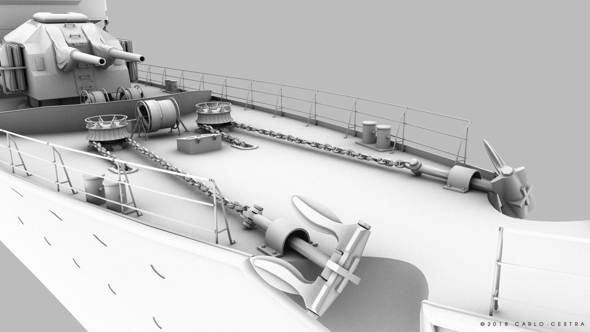 Z-37 Narvik WW2 German Destroyer 3D Model by Carlo Cestra