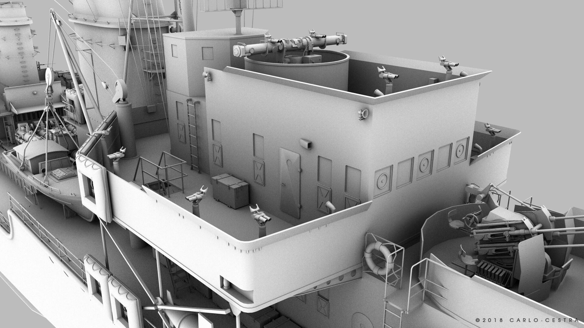 Z-37 Narvik WW2 German Destroyer 3D Model by Carlo Cestra